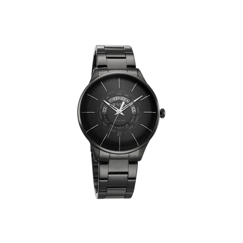 Buy Titan World Time 90145NM01 Black Dial Multifunction Watch for Men ...