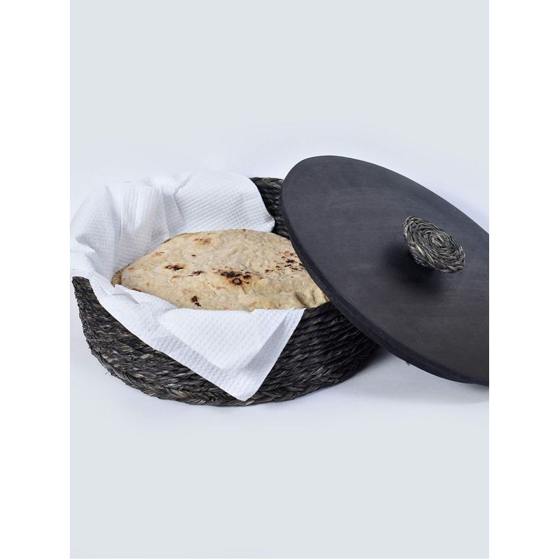 Buy KADAM HAAT Handmade Sabai Grass Roti Box Black Online