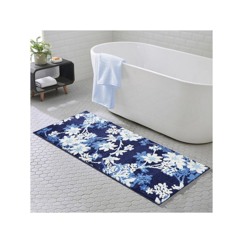 Buy OBSESSIONS Super Absorbent Anti-Skid Polyester Bath Mat Blue Online