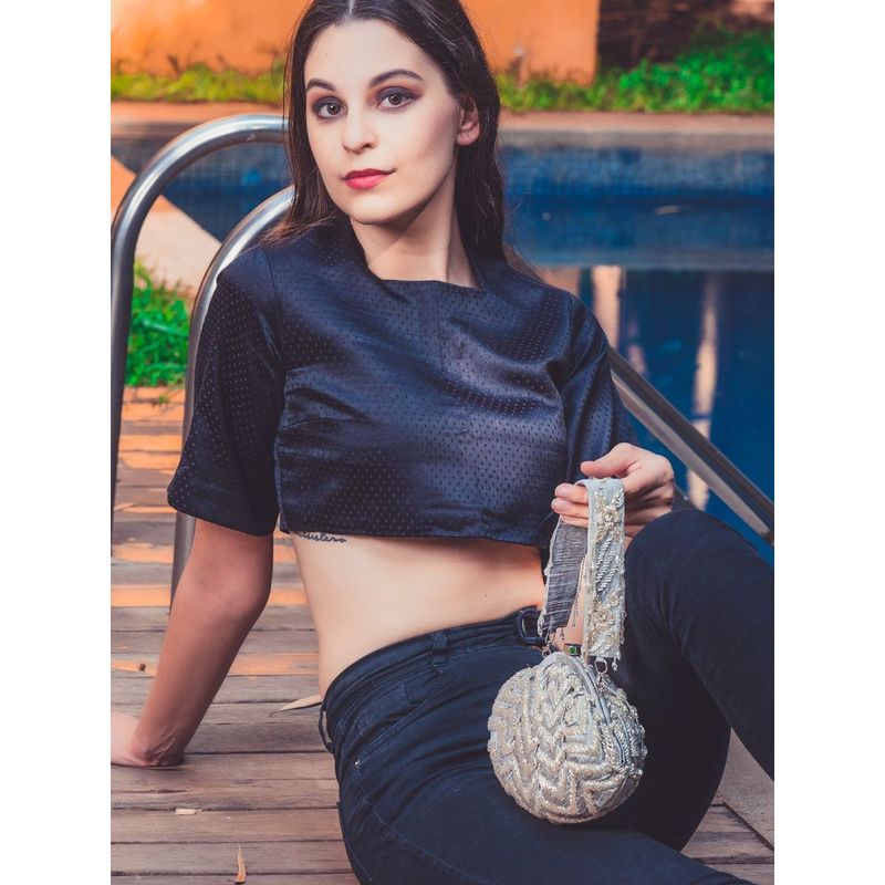 Odette Silver-grey Gleaming Clutch: Buy Odette Silver-grey Gleaming ...