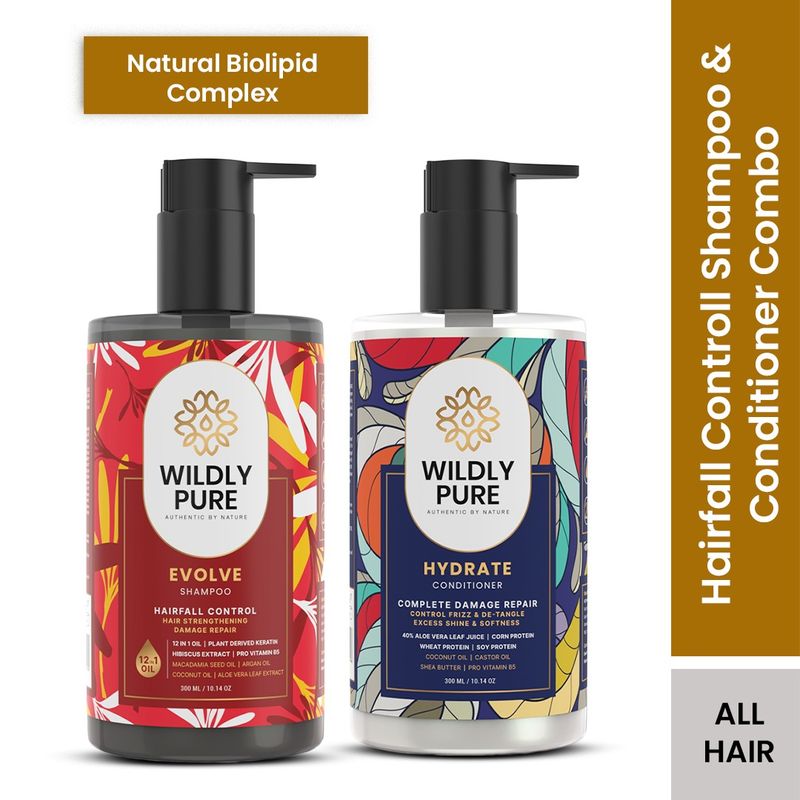 Buy Wildly Pure Hair Fall Control Shampoo & Conditioner Combo with ...