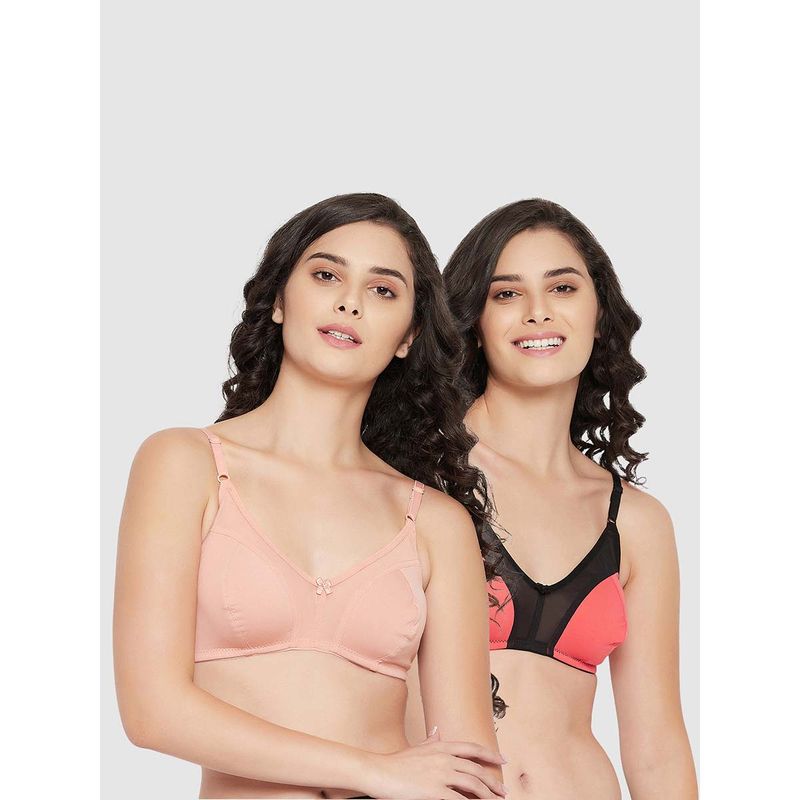 Buy Clovia Cotton Non-Padded Non-Wired Full Cup Bra T-Shirt Bra (Pack of 2) Online