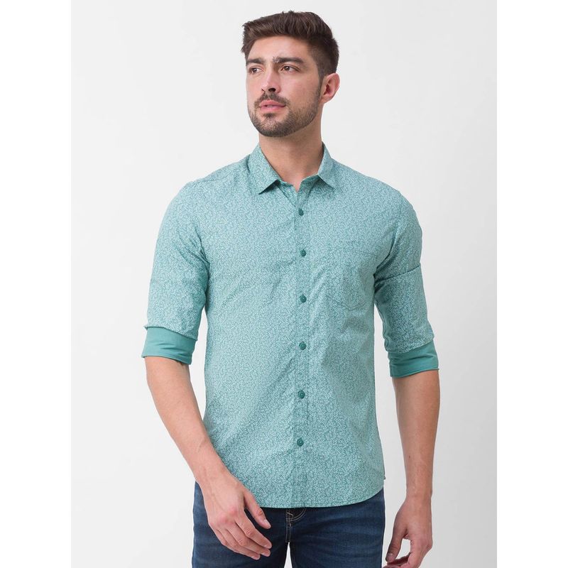 Buy Spykar Sage Green Cotton Full Sleeve Printed Shirt for Men Online