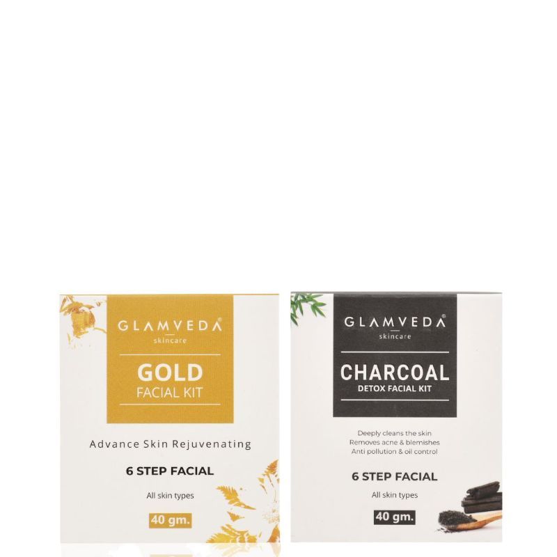 Buy Glamveda Gold Rejuvenating & Charcoal Detox & Anti Pollution Facial ...