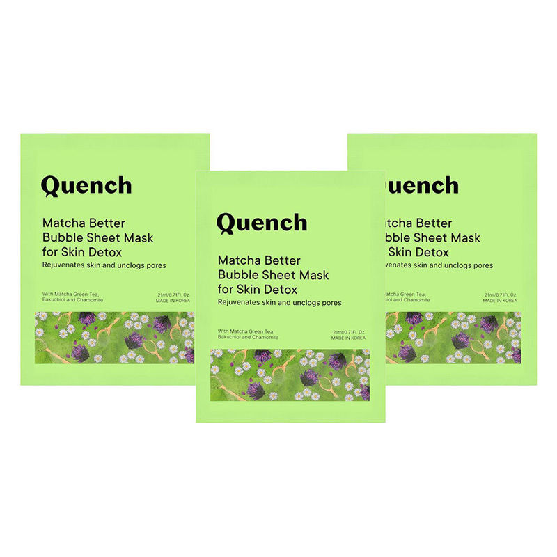 Buy Quench Matcha Better Bubble Sheet Mask Kit - Pack Of 3 Online