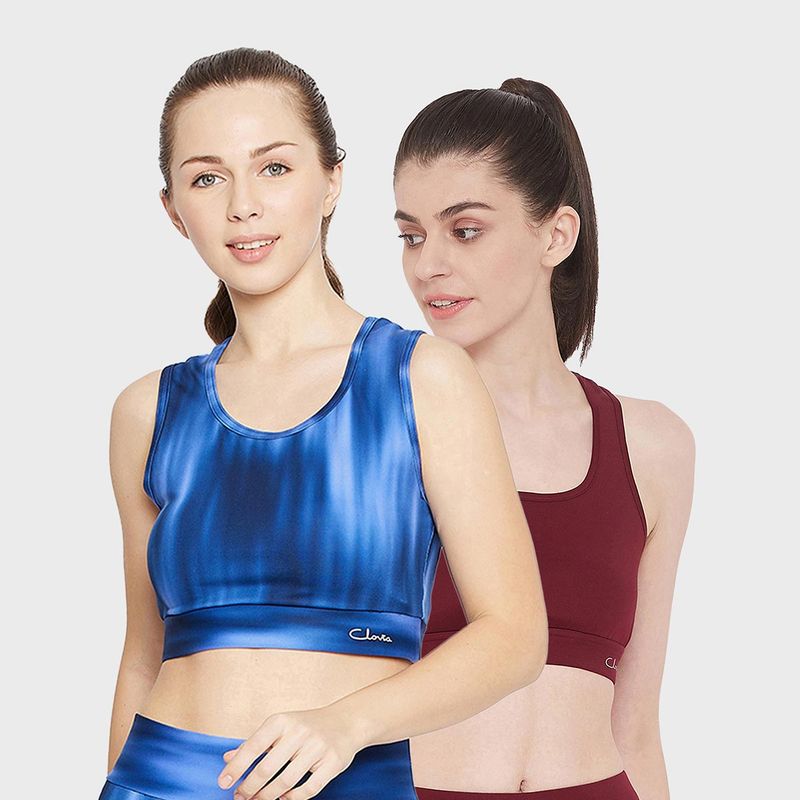 Clovia Medium Impact Padded Non-wired Abstract Print Sports Bra Multi ...