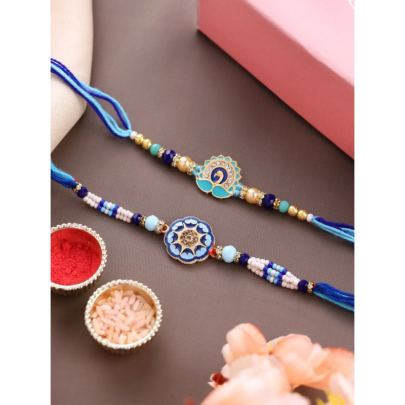Buy PANASH Plated Beaded Thread Rakhis with Roli Chawal Online