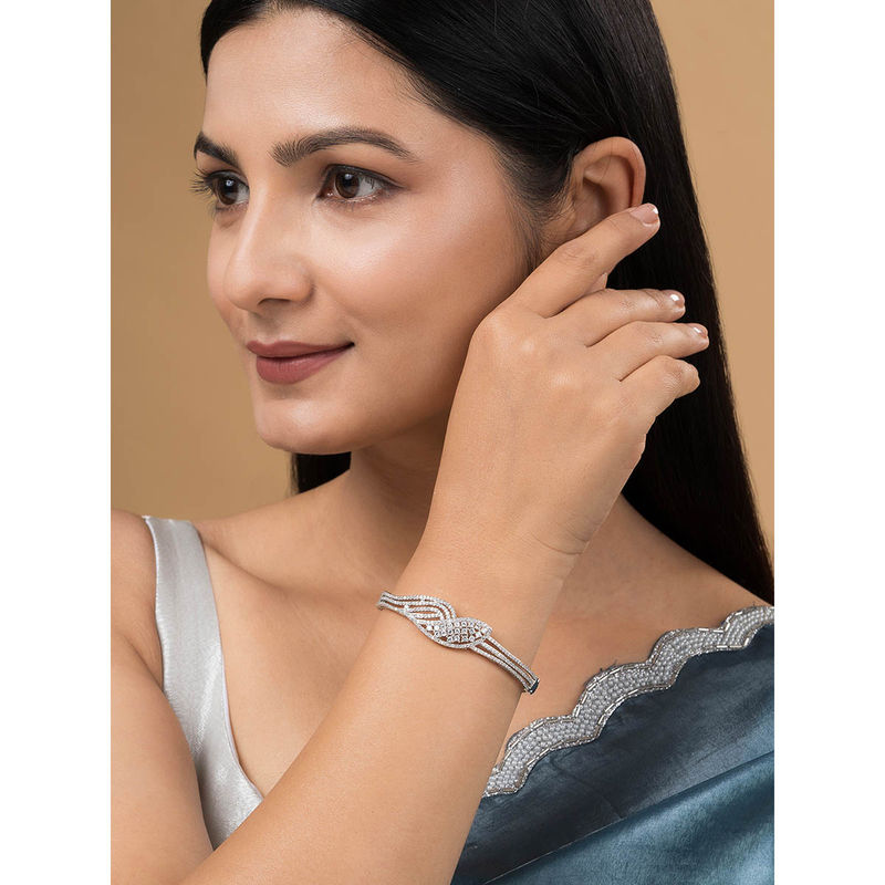 Buy Teejh Tanishka Twinkle CZ Stones Silver Plated Bracelet Online