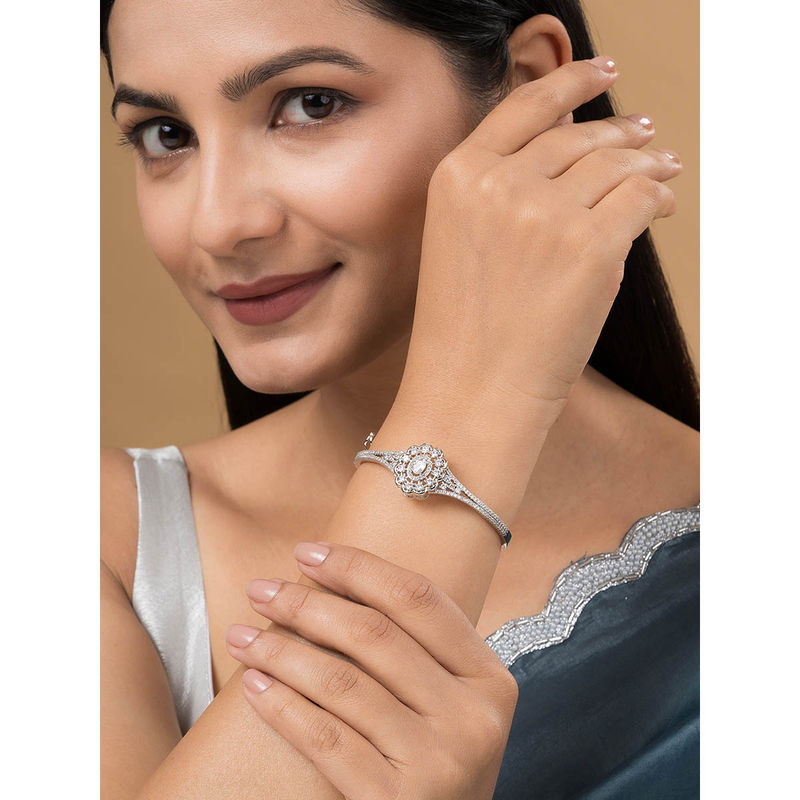 Buy Teejh Indira Illumination CZ Stones Silver Plated Bracelet Online