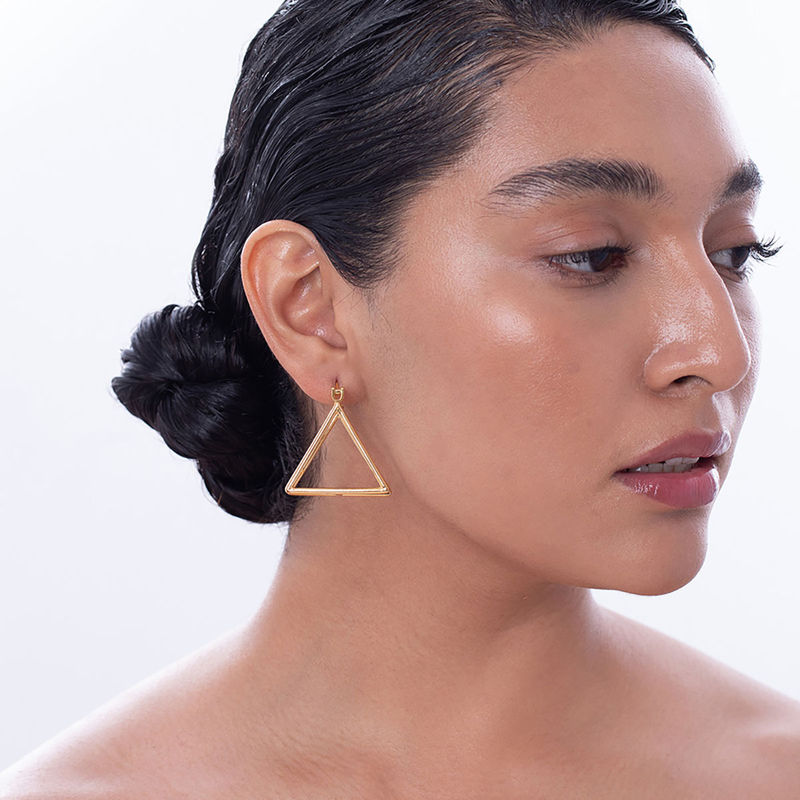 Buy Ethnic Andaz Gold Triangular Drop Earrings Online