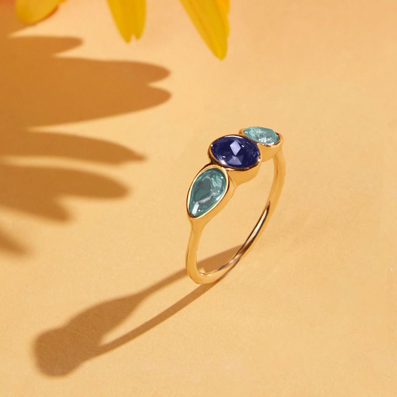 Buy Accessorize London Womens Oval Gem Blue Stacking Rings Set Of 2 Online