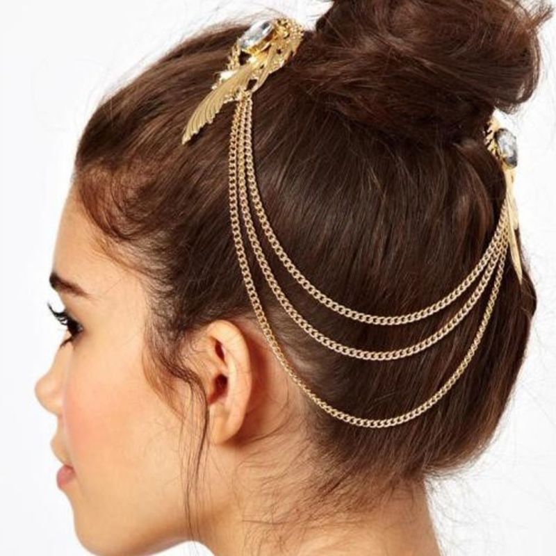 Buy OOMPH Jewellery Gold Tone Multi Layer Chain Hair Pin For Women ...