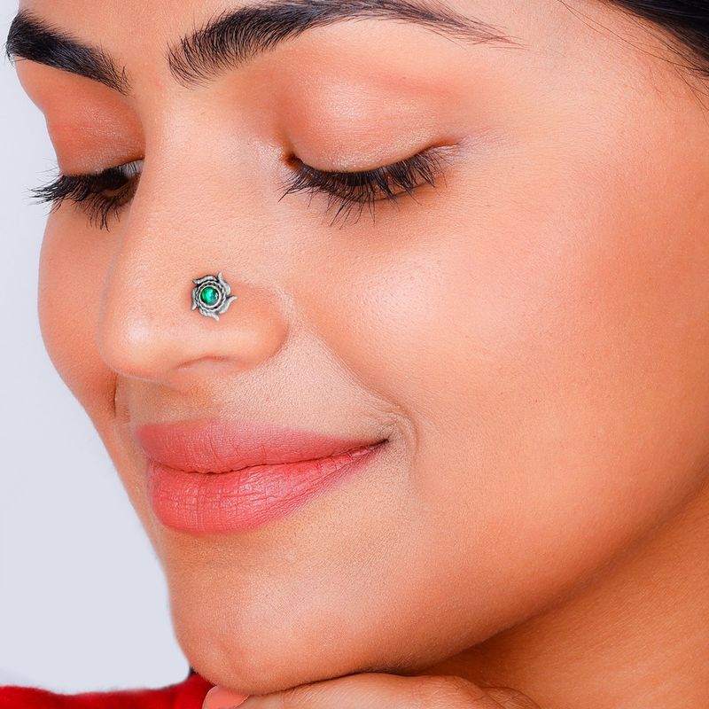 Buy GIVA Oxidised Silver Mystic Blue Nose Pin for Womens and Girls Online