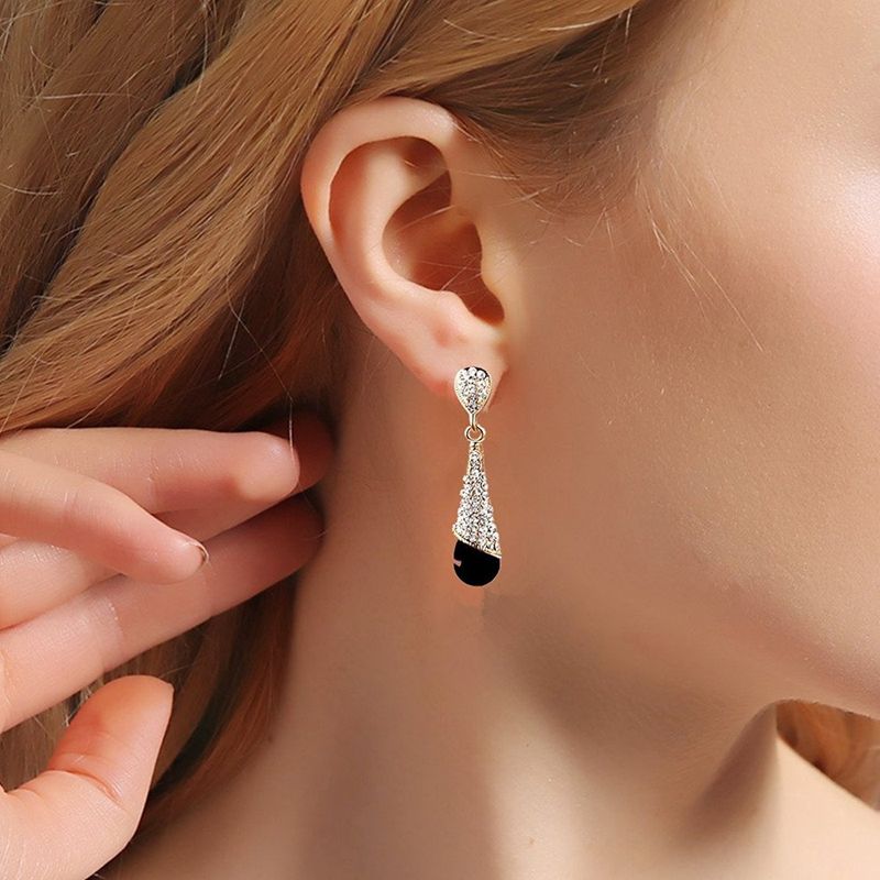 Buy Crunchy Fashion Black Crystalline Drop Earrings for Women Online