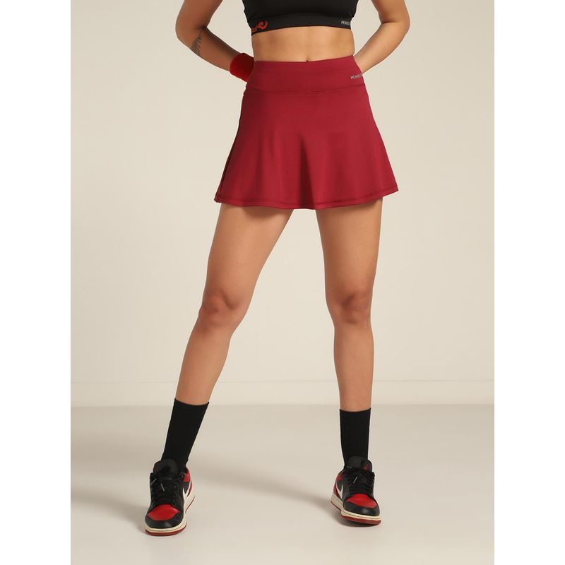 Buy Muscle Torque High Waist Side Slit Workout Skorts - Maroon Online