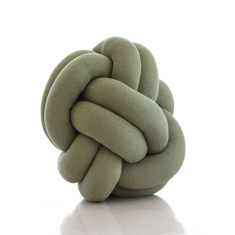 Buy PLUCHI Nodo Cotton Knitted Green Decorative Cushion Online