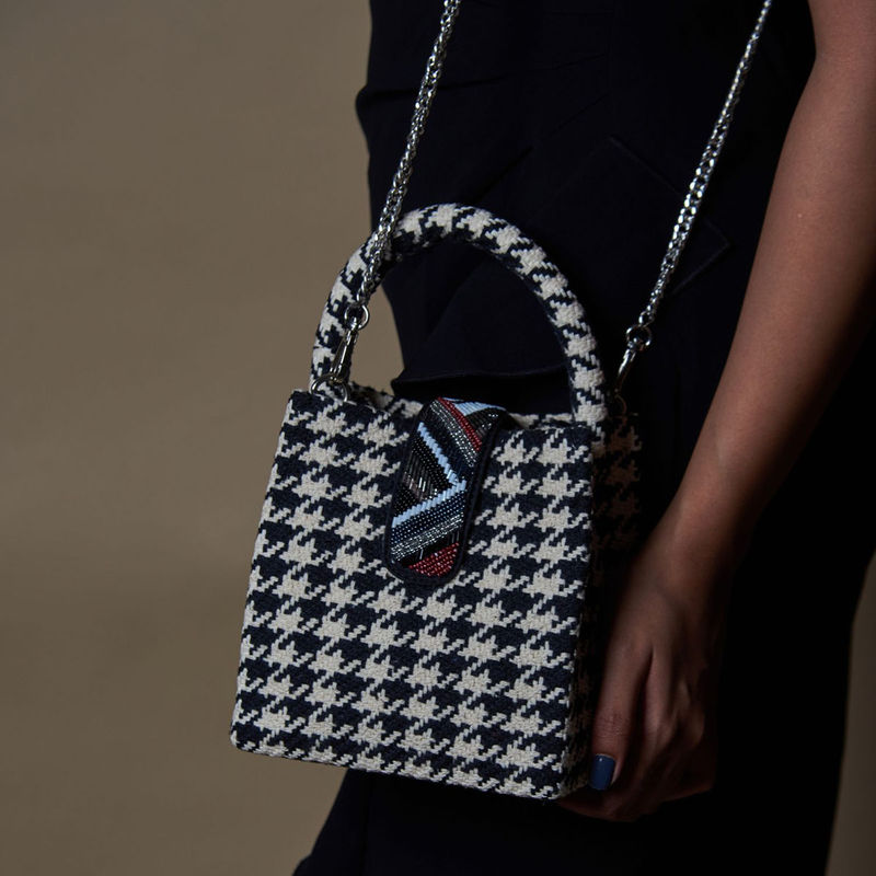 Buy Etcetera Women Black Houndstooth Party Mini Handbag Bag (S) Online