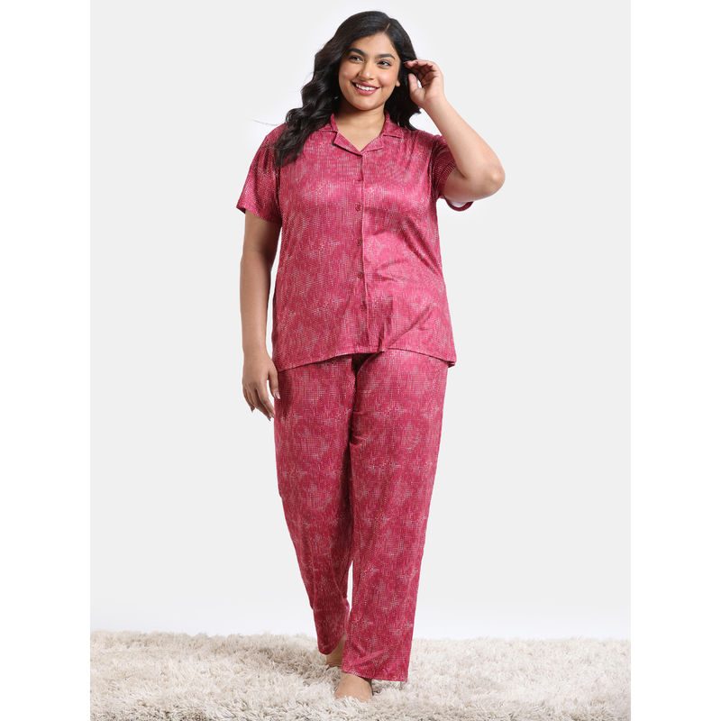Buy Zivame Pink True Curv Mod Magic Knit Cotton Shirt with Pyjama (Set ...