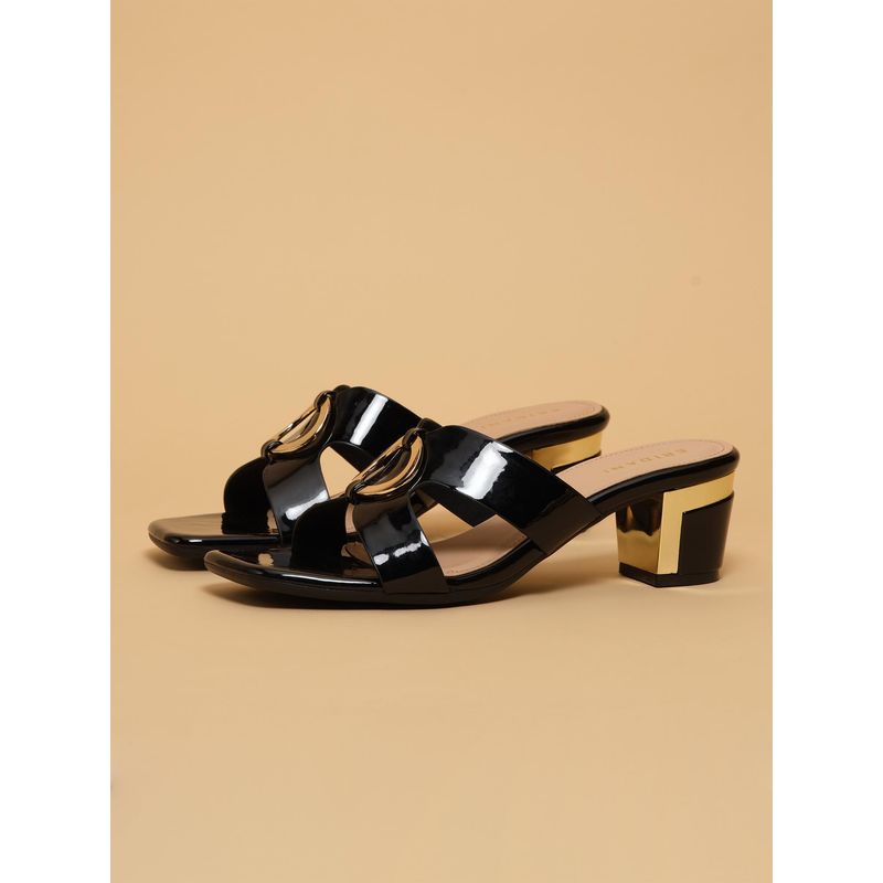 Buy Eridani Alyna Black Patent Sandal Heels Online
