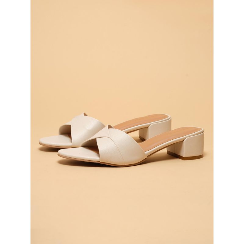 Buy Eridani Hayden Off White Slip On Sandal Heels Online