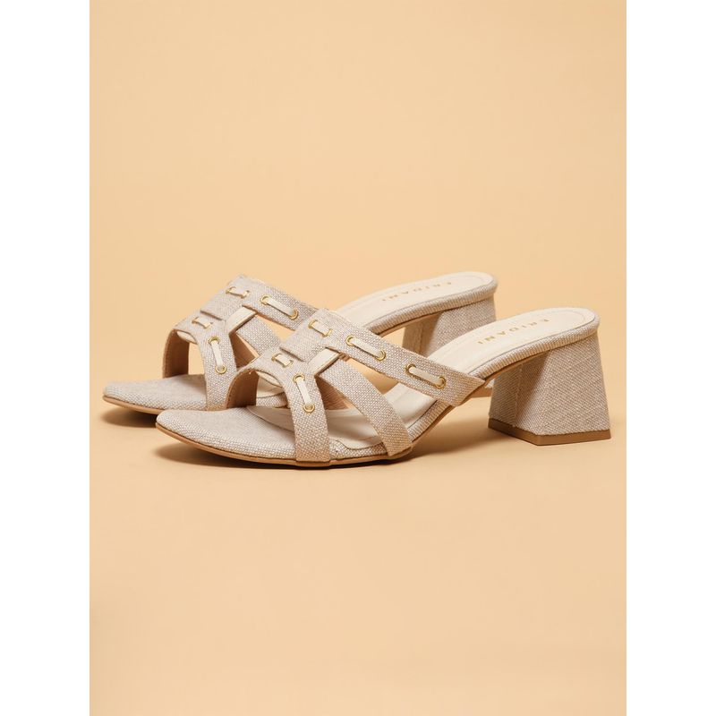Buy Eridani Nomi Beige Casual Sandal Heels Online
