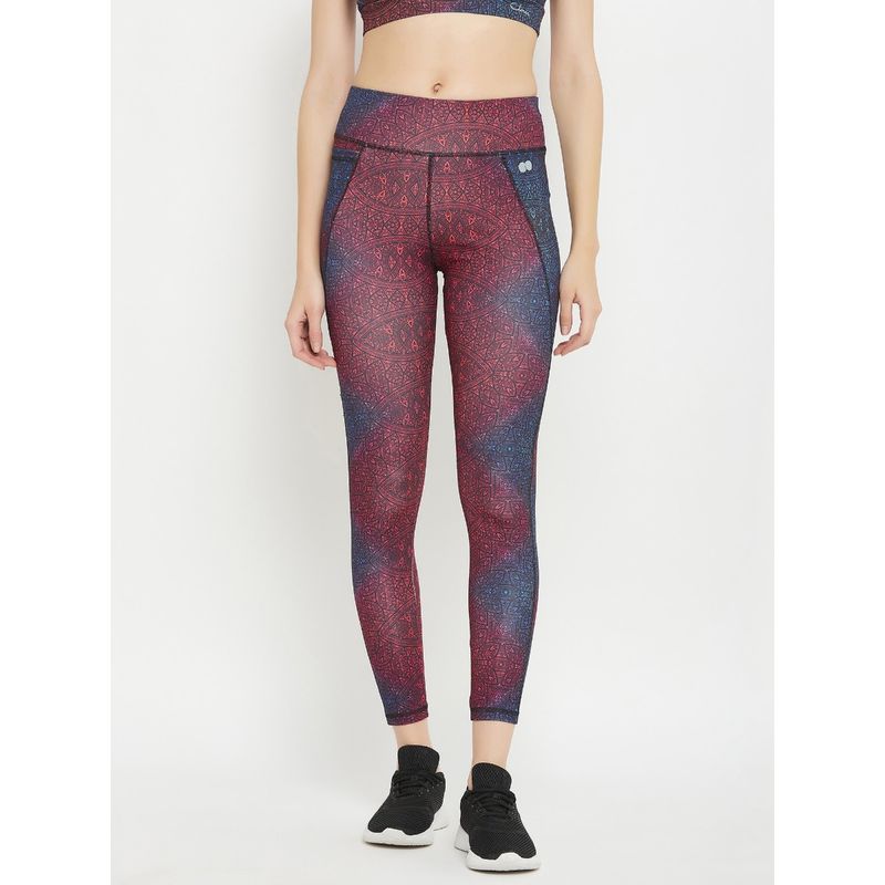 Clovia Snug Fit High Rise Printed Active Tights in Multicolor: Buy ...