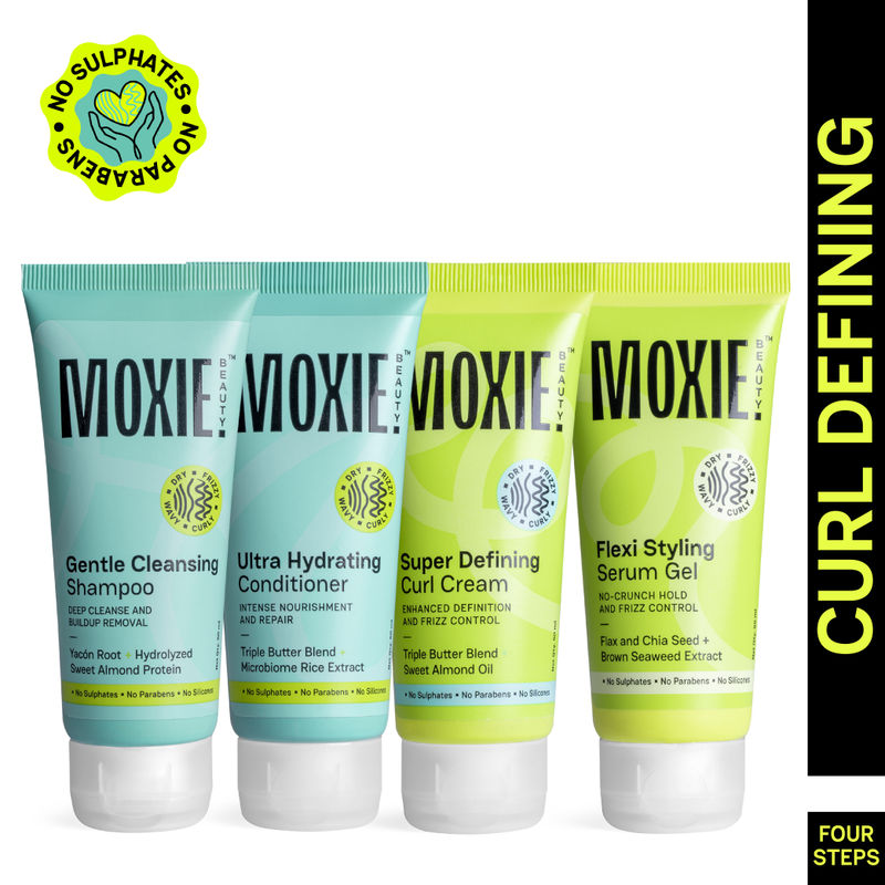 Buy The Moxie Curly Travel Routine - Shampoo, Conditioner, Curl Cream & Styling Serum Gel for ...