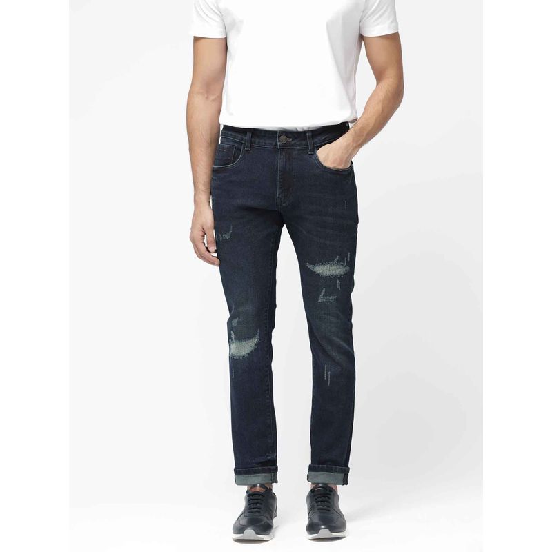 Buy Rare Rabbit Blue Solid Slim Fit Jeans Online