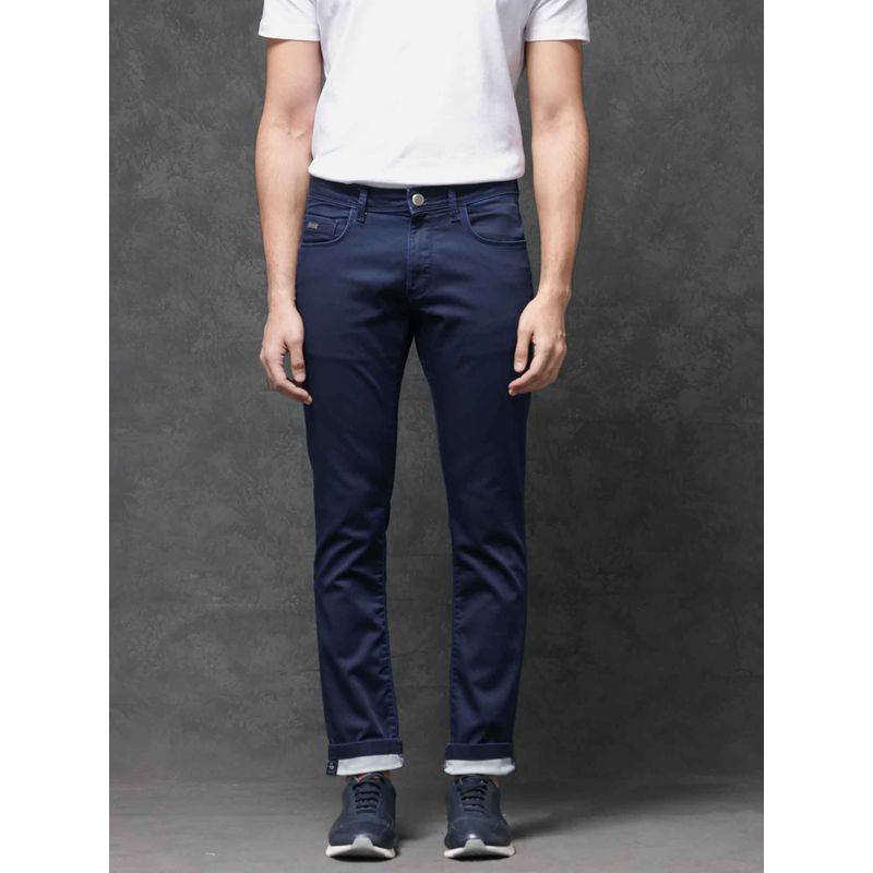 Buy Rare Rabbit Blue Solid Slim Fit Jeans Online