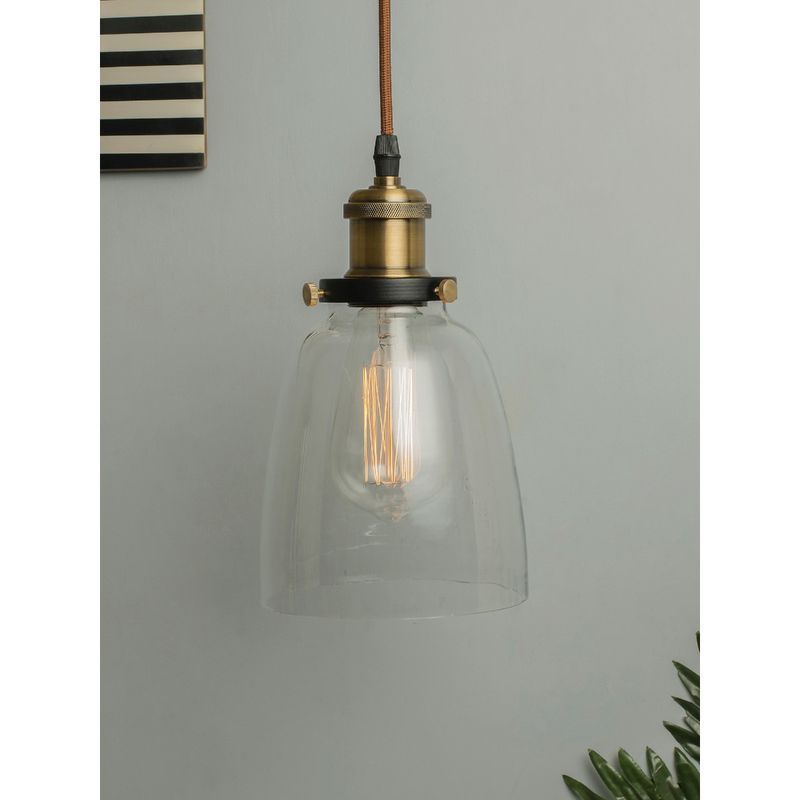 Buy Homesake Industrial Glass Bell Pendant Light Gold Online