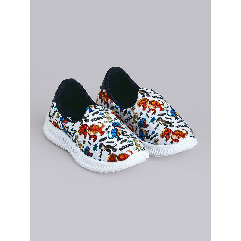 Buy Hopscotch Animal Printed White Slip-On Sneakers Online