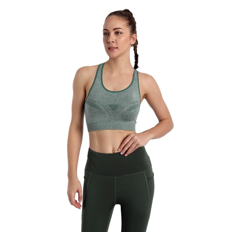 Buy Heka Melange Racerback Padded Sports Bra Amazon Forest Green Online