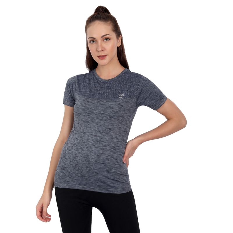 Buy Heka Women Milestone Grey Marl Tee Grey Panther Black Online