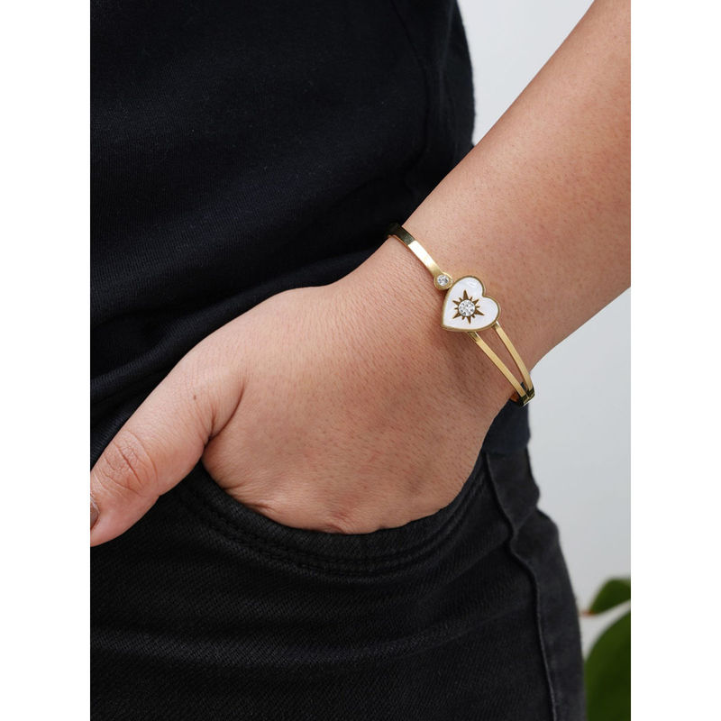 Buy Viari Accessories Mother Of Pearl Heart Bangle Online