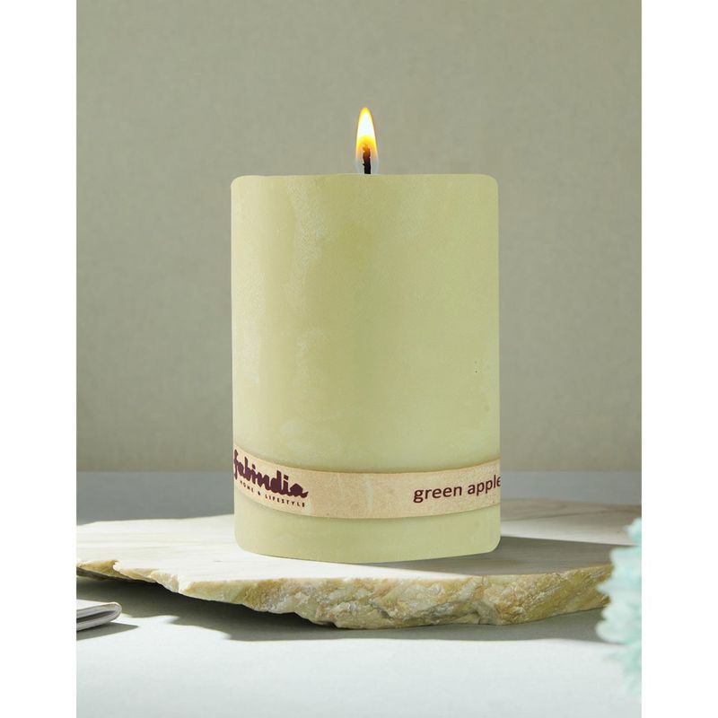 Buy Fabindia Green Apple Pillar Candle Online