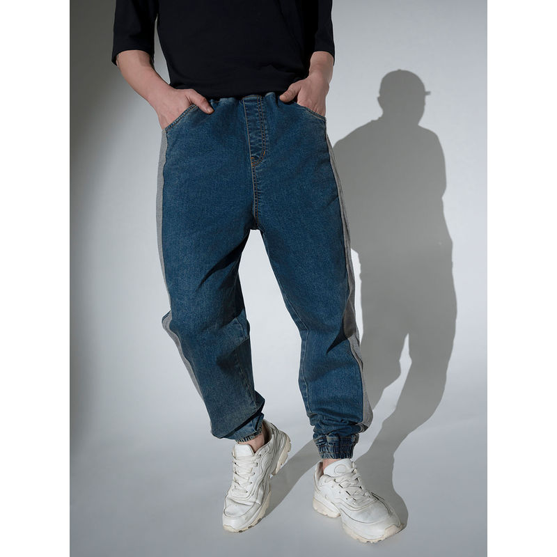 Buy Hubberholme Men Cotton Relaxed Fit Mid-Rise Casual Blue Colorblock ...