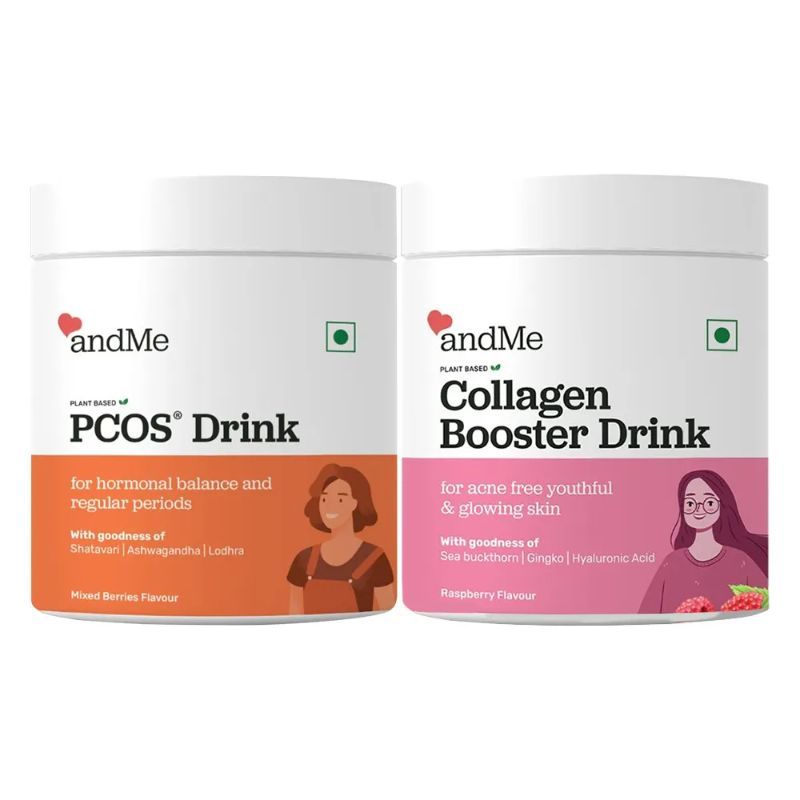 Buy andMe PCOS PCOD Powder (Mixed Berries) + Plant Based Collagen ...