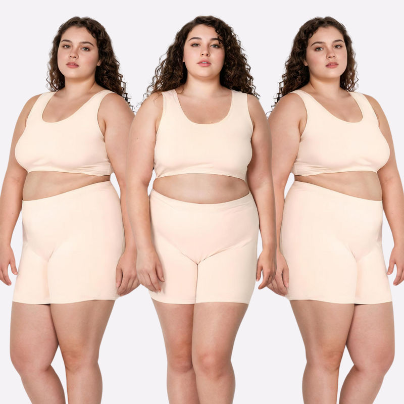 Buy Adira Plus Size Beige Under Dress Shorties (Pack of 3) Online