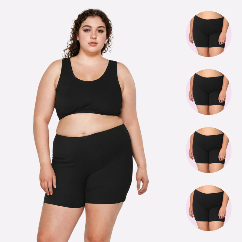 Buy Adira Plus Size Black Under Dress Shorties (Pack of 4) Online