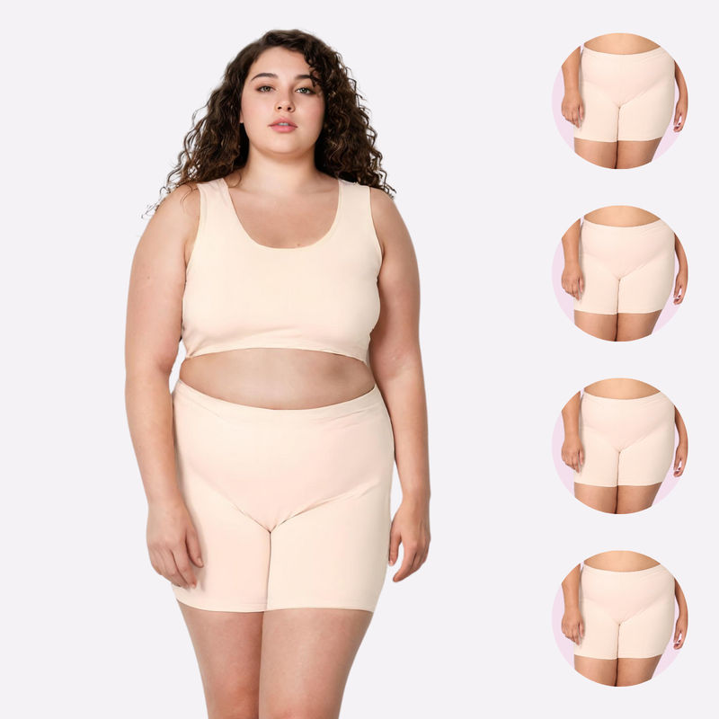 Buy Adira Plus Size Beige Under Dress Shorties (Pack of 4) Online
