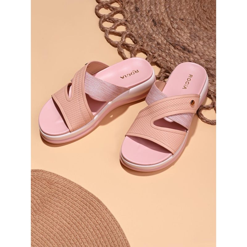 Buy ROCIA By Regal Peach Women Comfort Stylish Sandal Heels Online