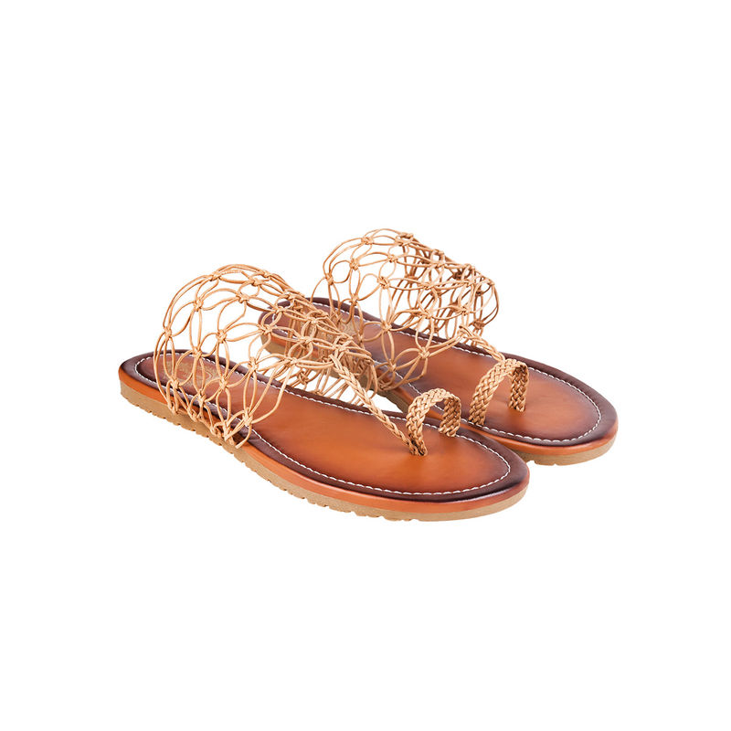 Buy Shoetopia Ethnic Beige Kolhapuri Flats for Women & Girls Online