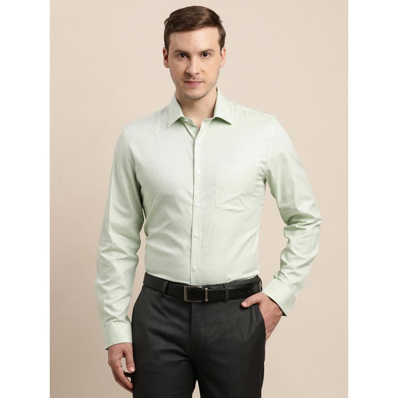 Buy Turtle Men Cotton Slim Fit Dobby Print Light Green Formal Shirt Online