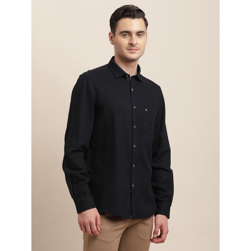 Buy Turtle Men Cotton Indigo Slim Fit Self Design Navy Casual Shirt Online