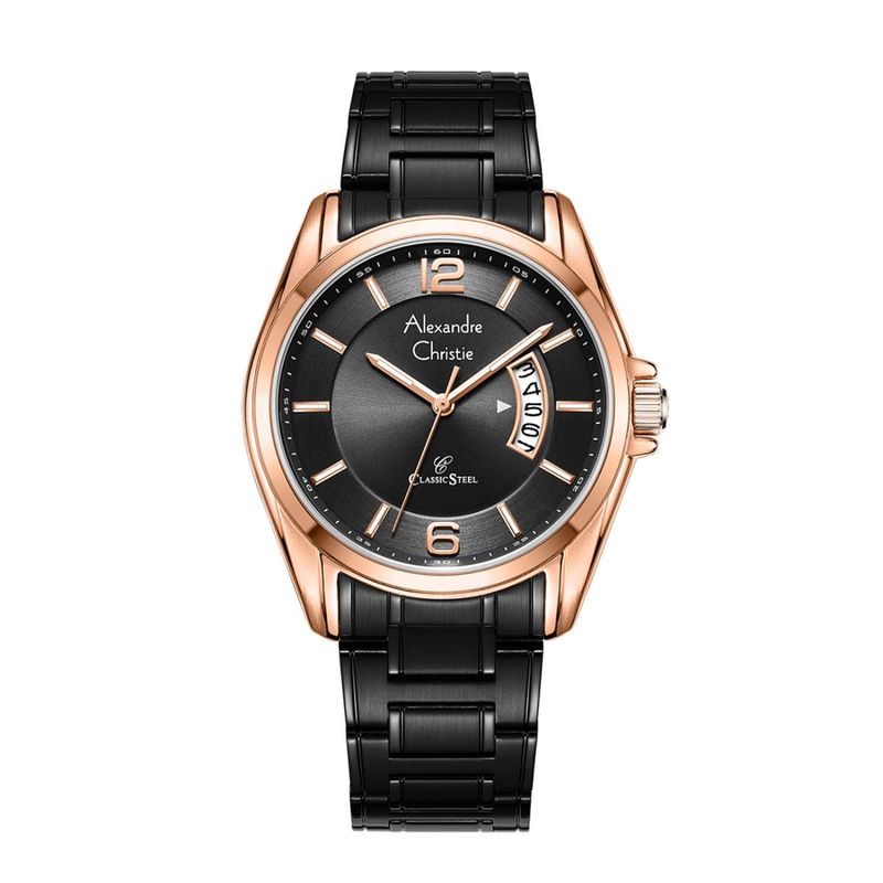 Buy Alexandre Christie Men Classic Steel Black Dial Analog Watch ...