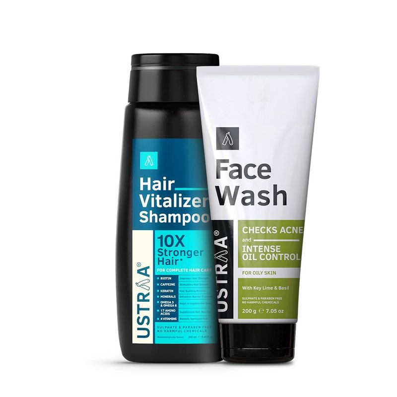 Ustraa Hair Vitalizer Shampoo & Face Wash Oily Skin Combo: Buy Ustraa ...