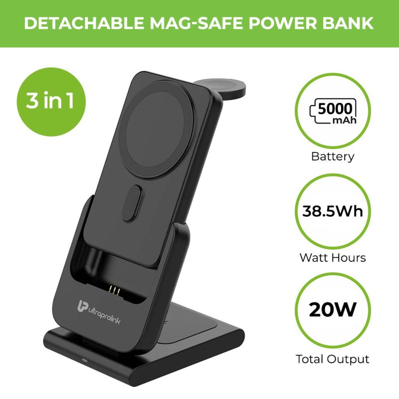 Buy UltraProlink 3 in 1 Wireless Charger with Power Bank - Black ...