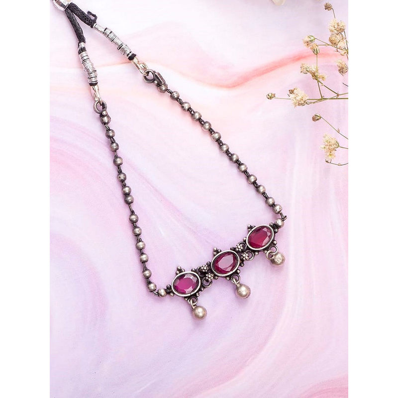 Zavya Oxidised Black Thread 925 Sterling Silver Choker Necklace: Buy ...