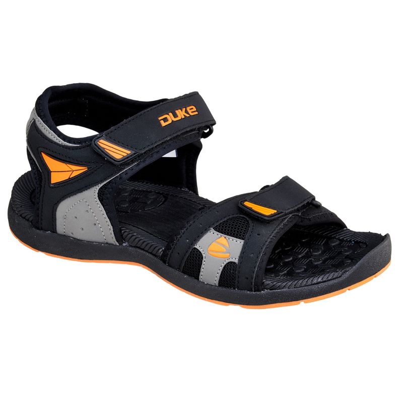 Buy Duke Solid/plain Black Sandals Online