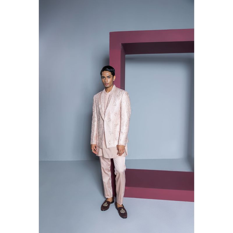 Buy CONTRAST BY PARTH Pink Khwaab Jacket with Kurta & Pant (Set of 3 ...